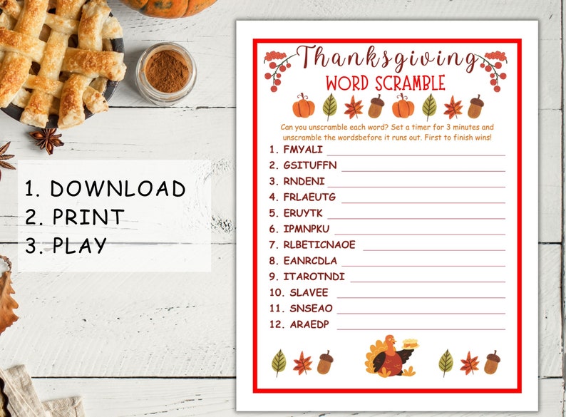 Thanksgiving Word Scramble, Thanksgiving Games Printable, Friendsgiving ...