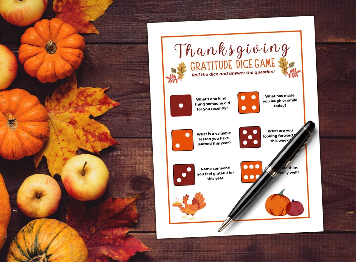 Thanksgiving Gratitude Dice Game, Thanksgiving Games Printable ...