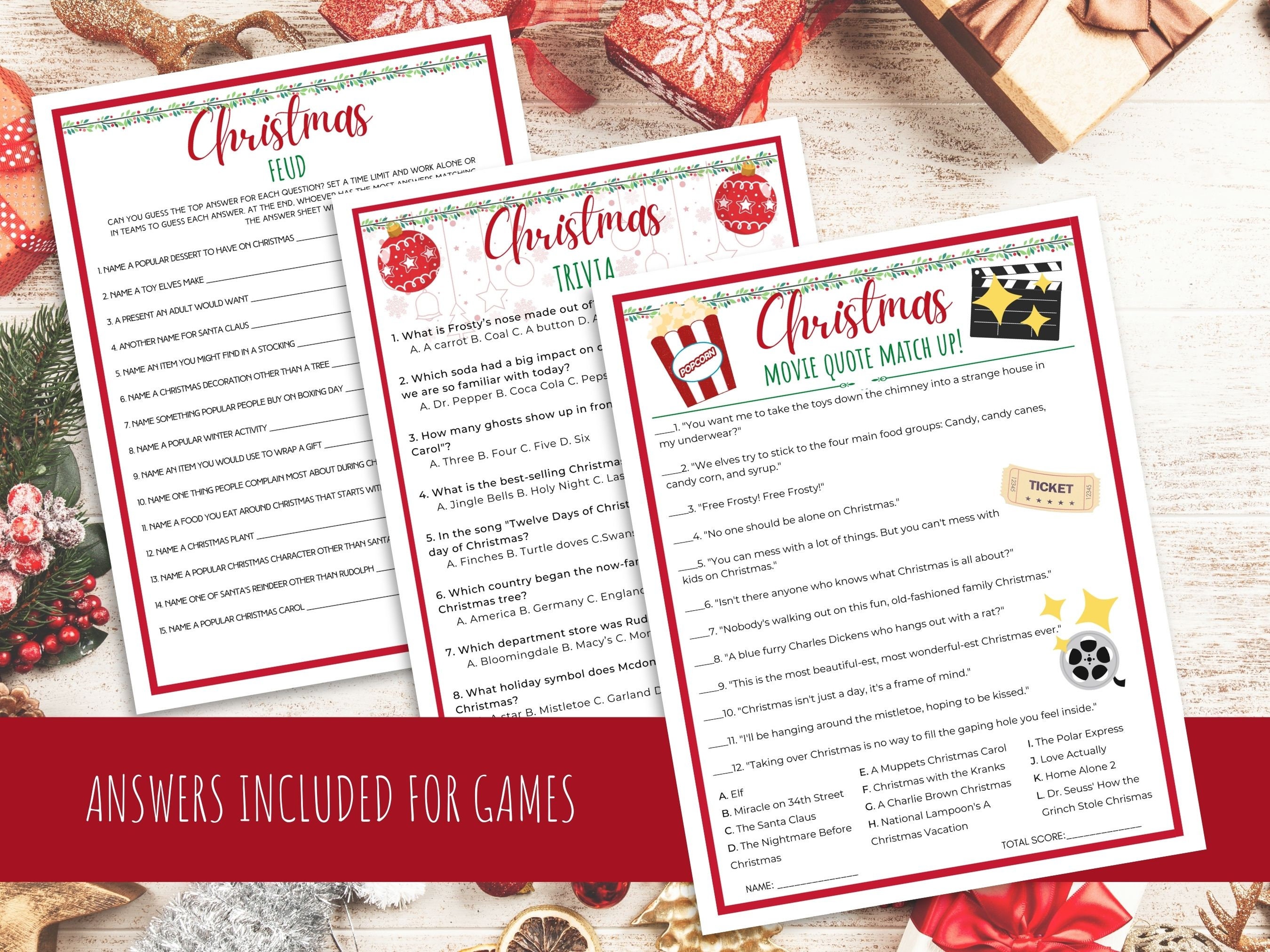 Fun Printable Christmas Party Games Bundle, Office Party Christmas ...