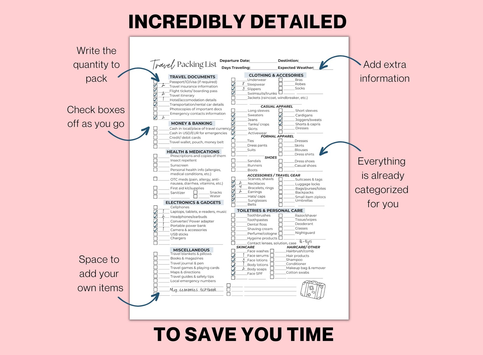 Travel Essentials Packing List, Vacation Checklist, Packing List ...