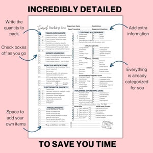 Travel Essentials Packing List, Vacation Checklist, Packing List ...