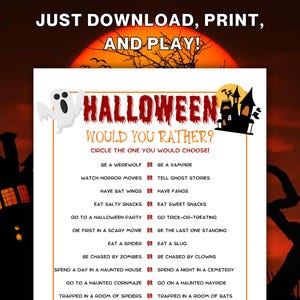 Halloween Would You Rather Printable Game, Fun This or That Activity ...