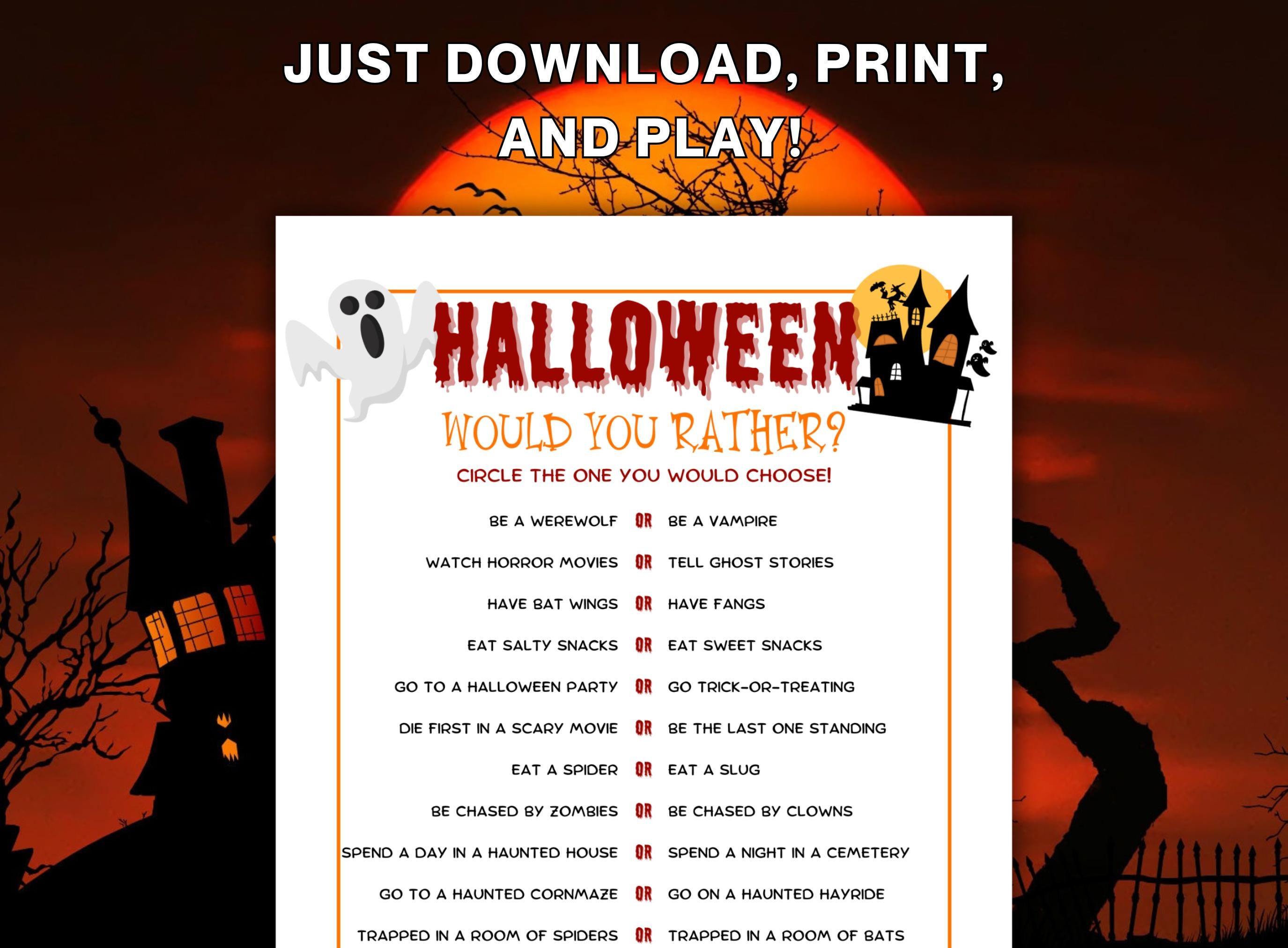 Halloween Would You Rather Printable Game, Fun This or That Activity ...