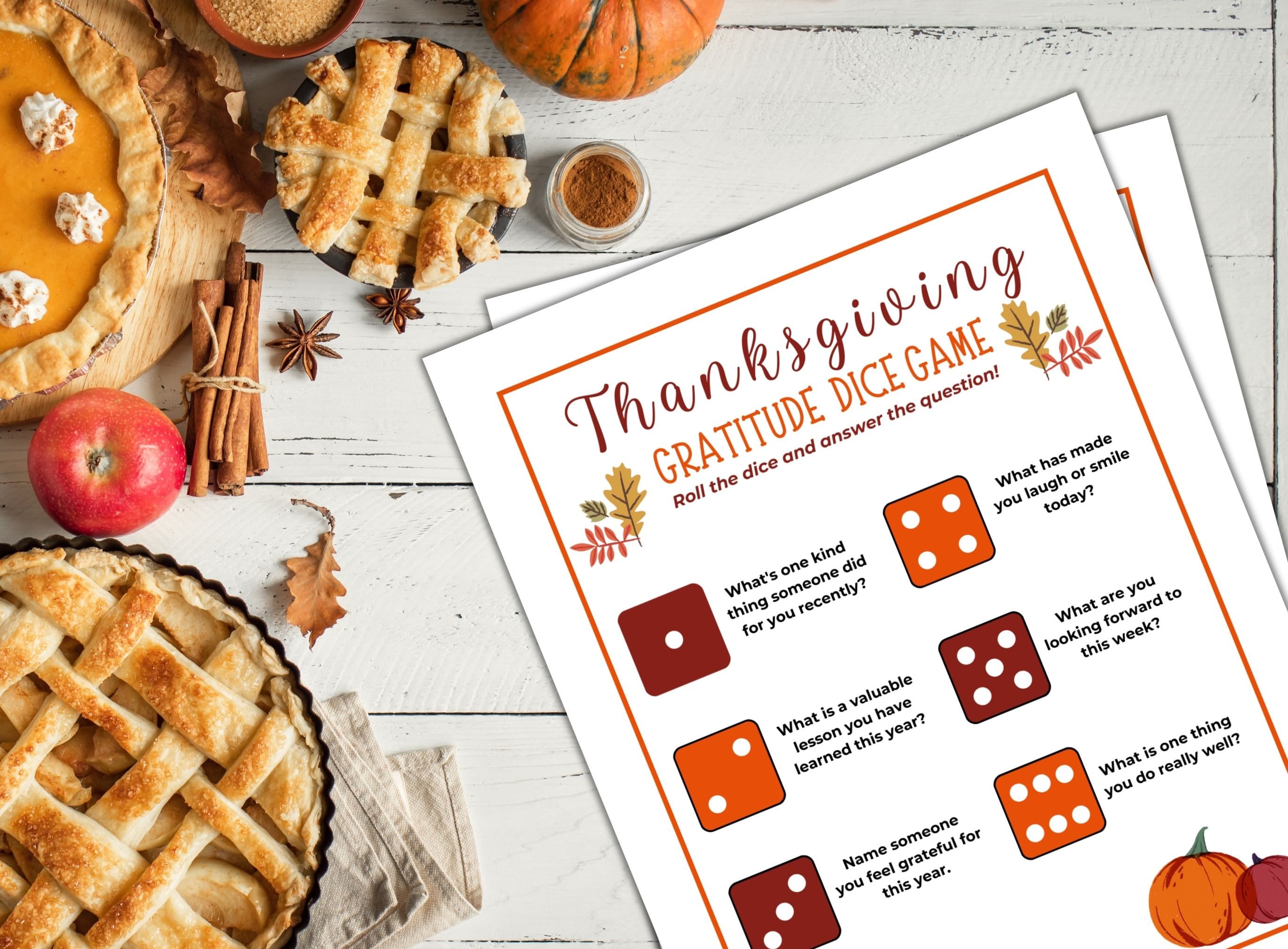 Thanksgiving Gratitude Dice Game, Thanksgiving Games Printable ...