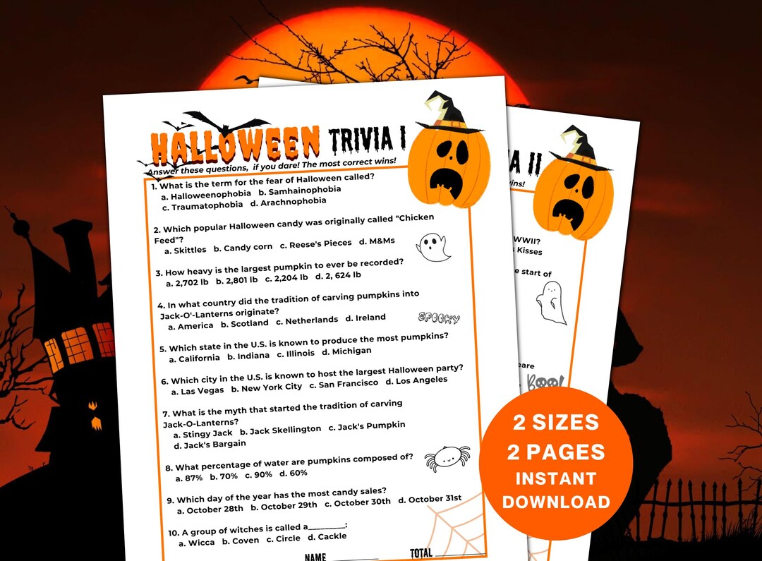 Halloween Trivia Printable Party Game, Halloween Party Games for Teens ...