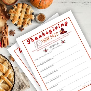 Thanksgiving Think Fast Game Printable, Friendsgiving Games, Trivia ...