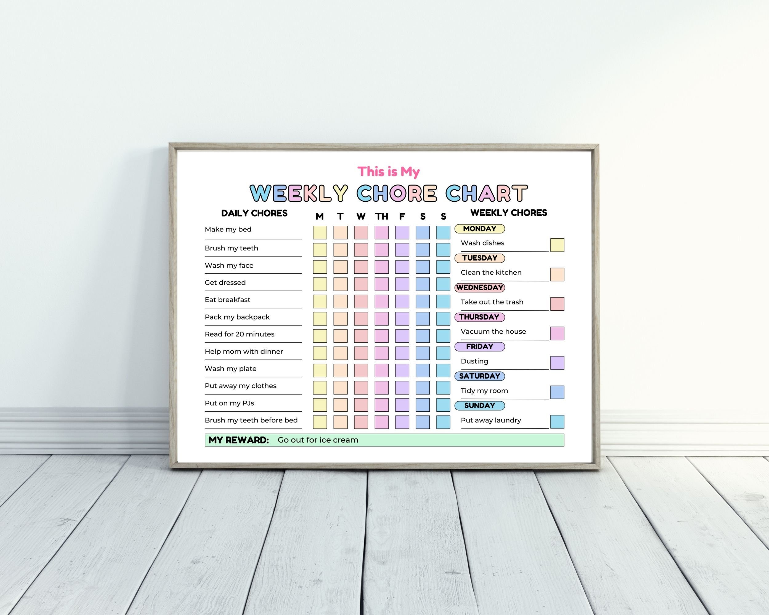 Editable Chore Chart for Kids, Printable Kids Chore Chart, Daily ...