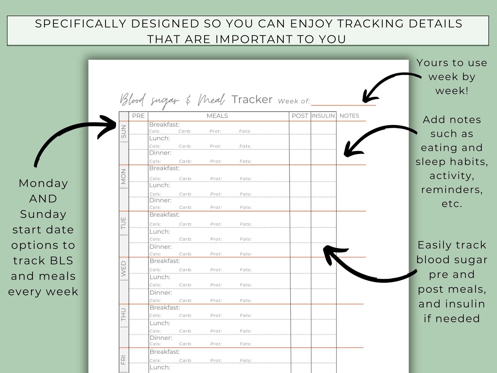 Blood Sugar Log, Diabetic Meal Plan, Blood Sugar Tracker, Diabetic Food ...