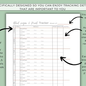 Blood Sugar Log, Diabetic Meal Plan, Blood Sugar Tracker, Diabetic Food ...