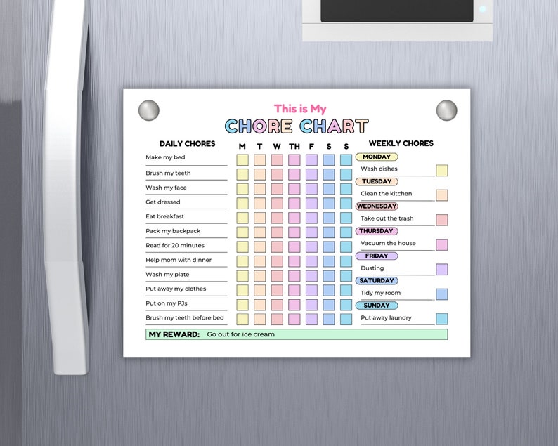Editable Chore Chart for Kids, Printable Kids Chore Chart, Daily ...