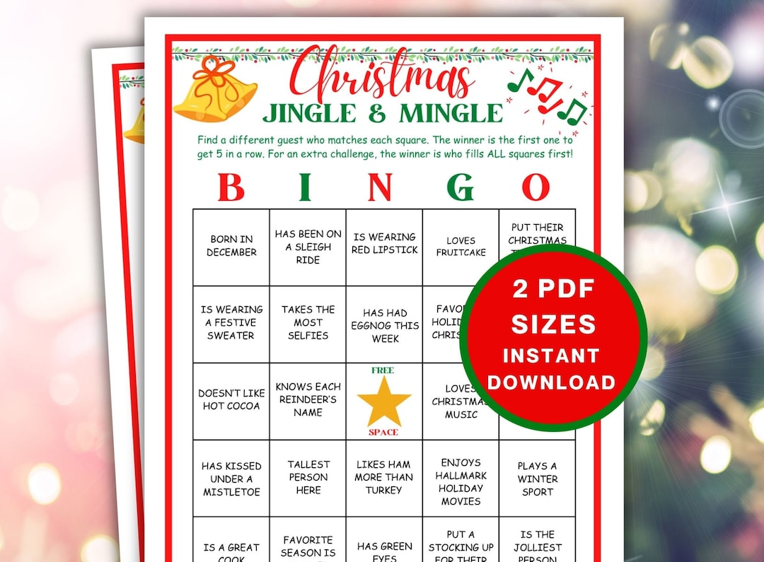 Jingle and Mingle Bingo, Find the Guest Christmas Mingle Bingo ...