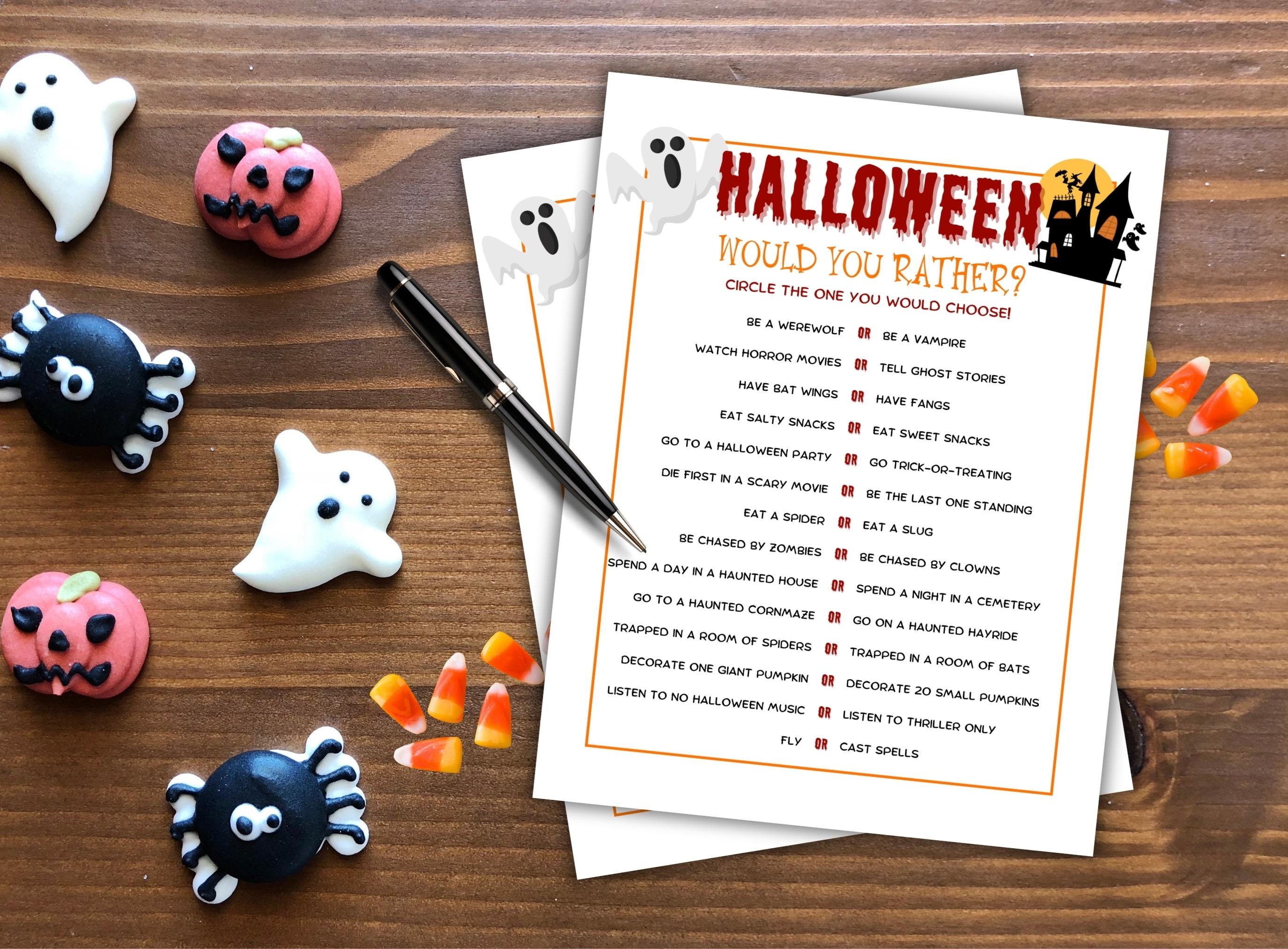 Halloween Would You Rather Printable Game, This or That Activity for a ...
