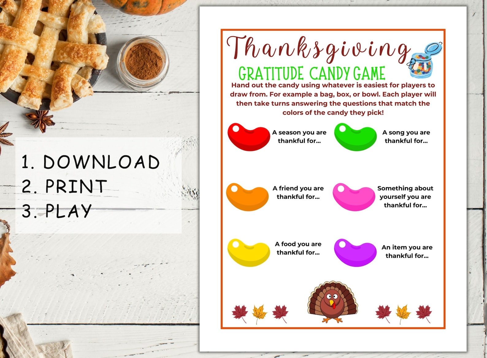 Thankful A to Z Thanksgiving Gratitude Game, I Am Thankful for ...