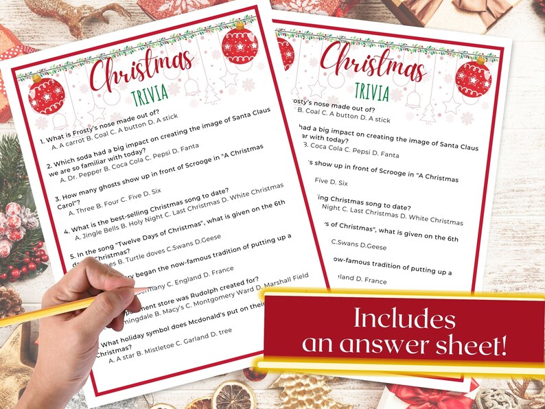 Christmas Trivia Game, Christmas Trivia Printable Game, Christmas ...