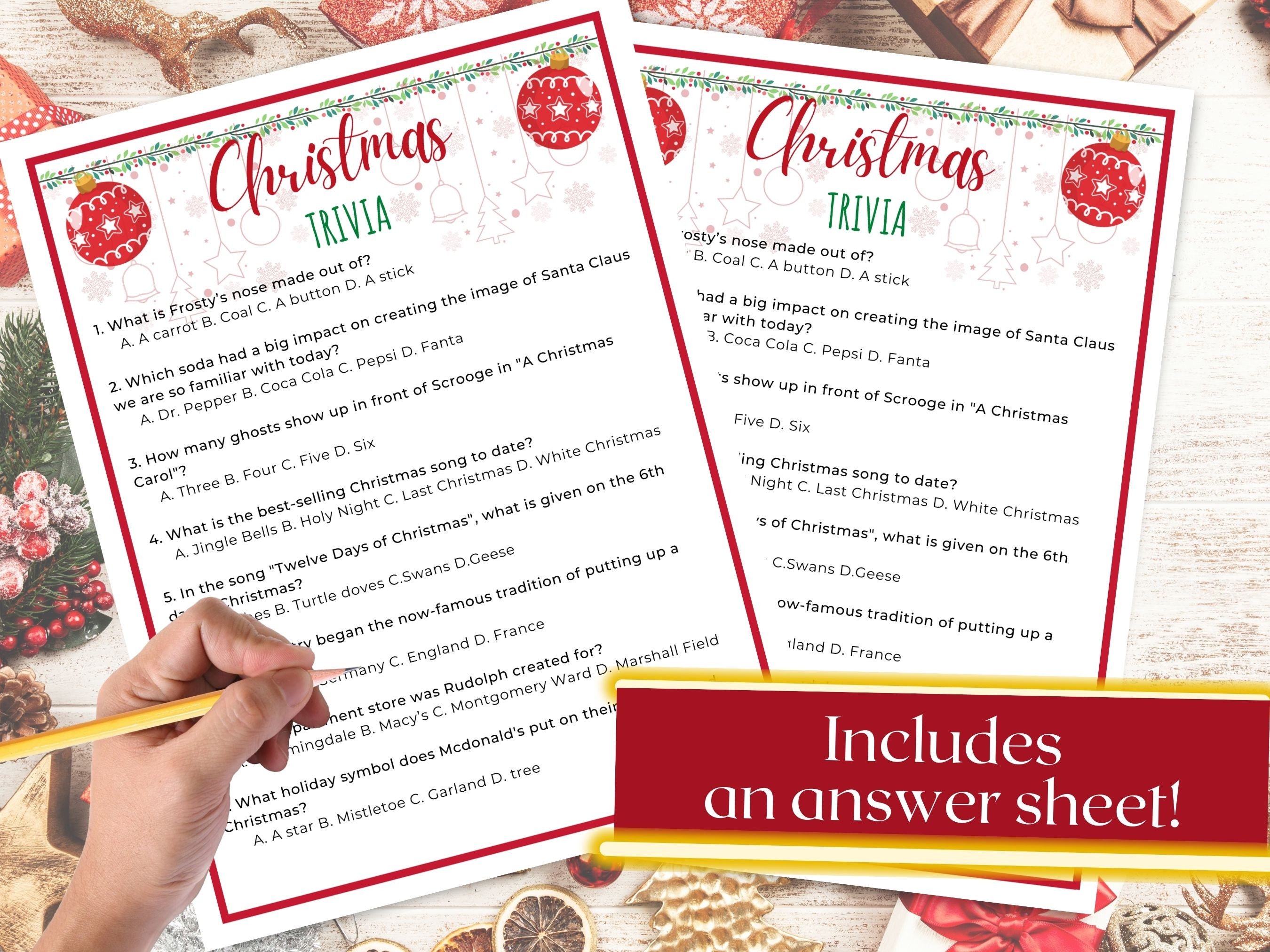 Christmas Trivia Game, Christmas Trivia Printable Game, Christmas ...