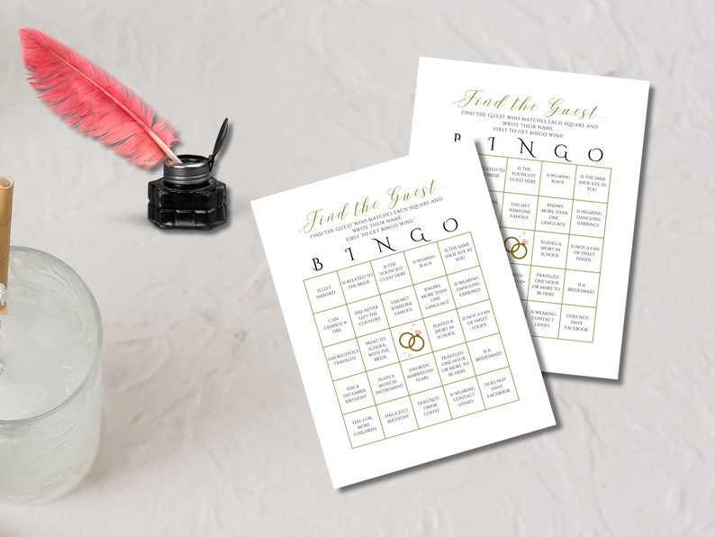 Bridal Shower Bingo Printable, Wedding Games for Reception, Wedding ...