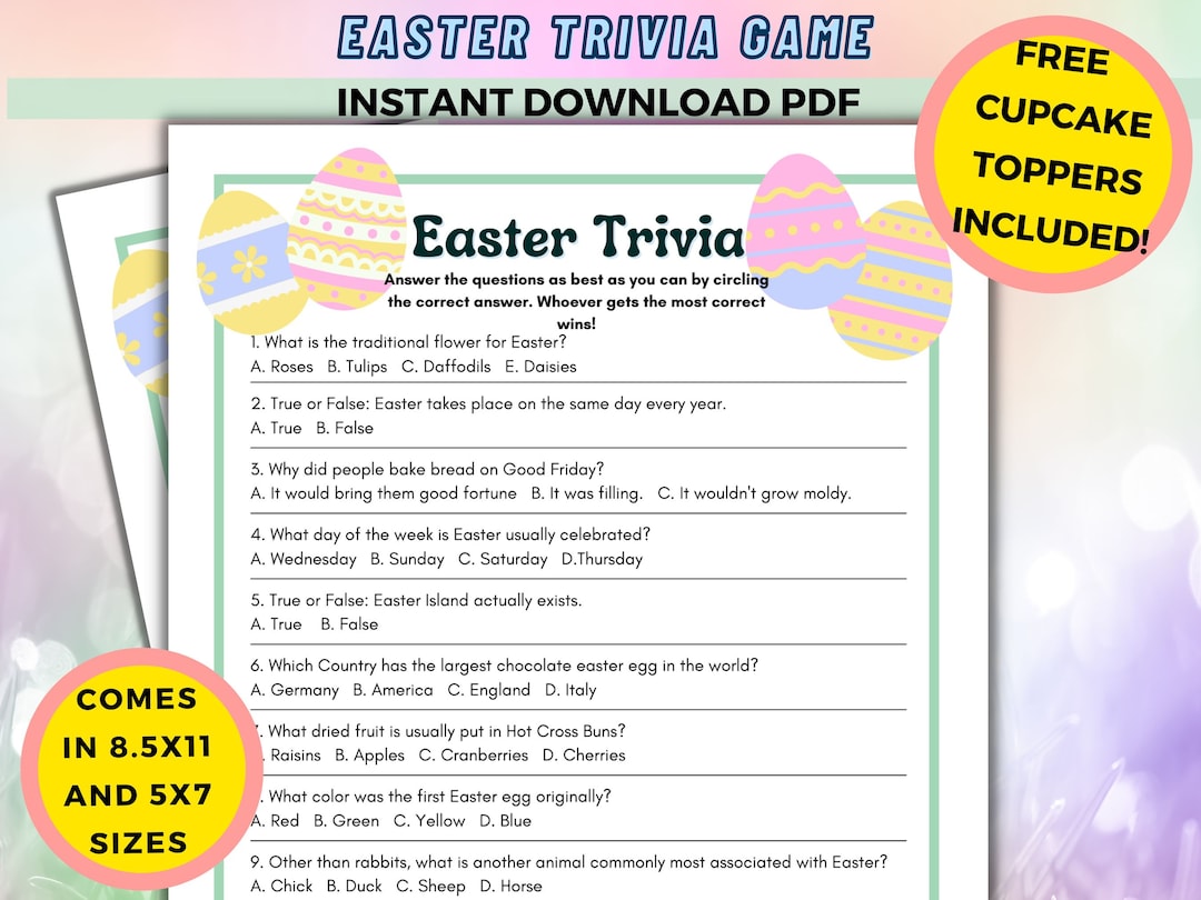 Easter Trivia Game, Printable Easter Games for Kids and Teens, Easter ...