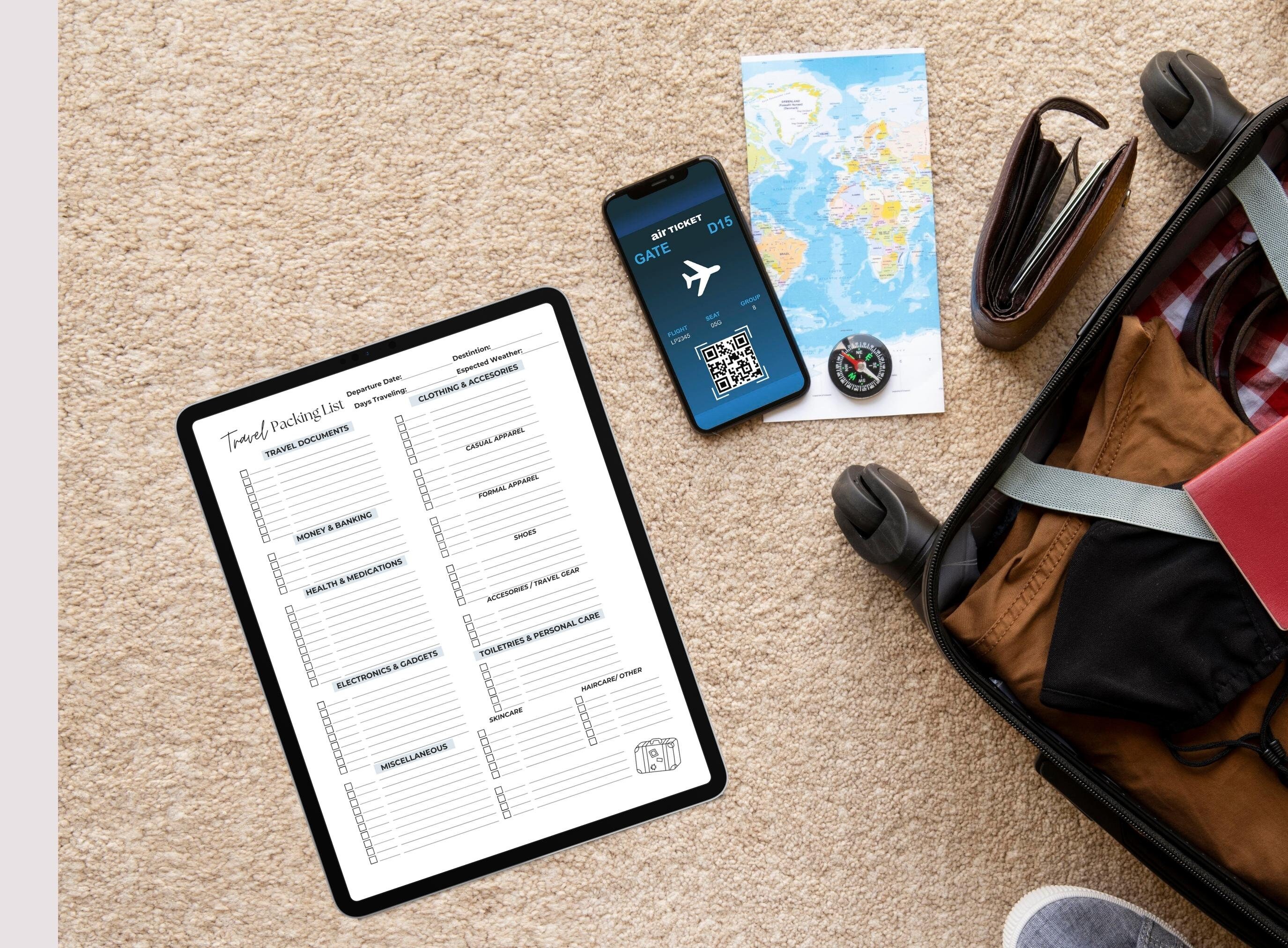 Travel Essentials Packing List, Vacation Checklist, Packing List ...