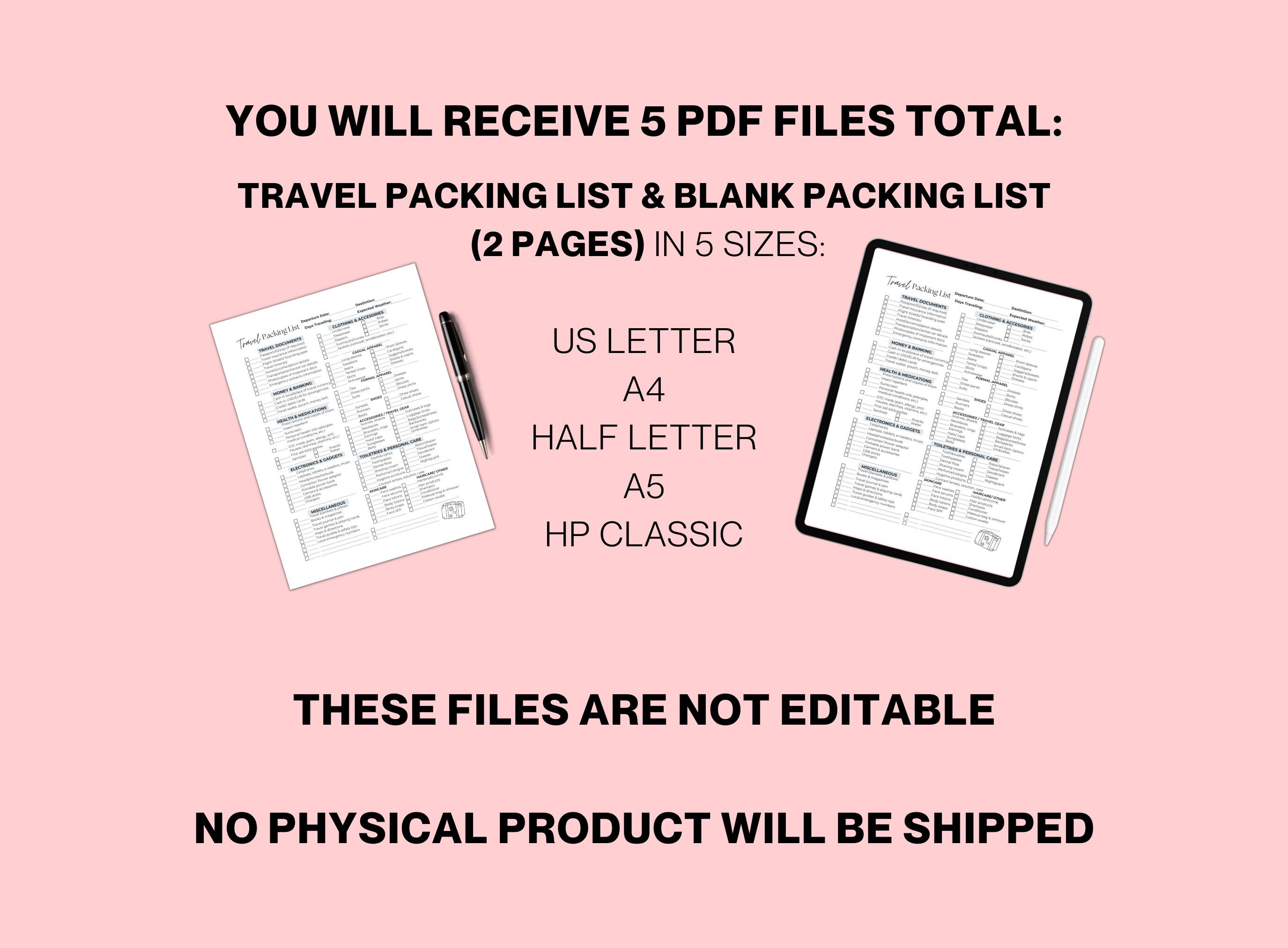 Travel Essentials Packing List, Vacation Checklist, Packing List ...