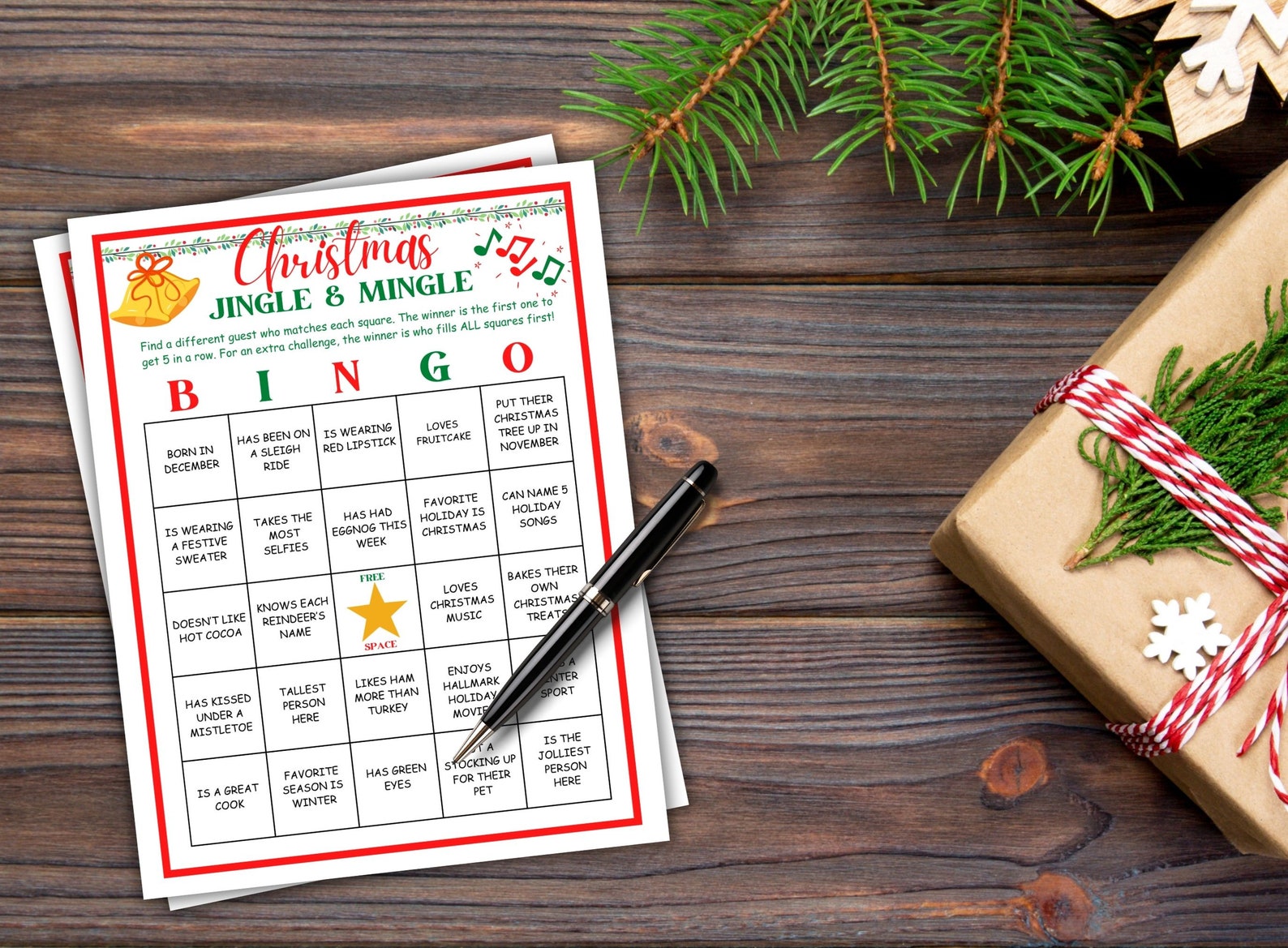 Jingle and Mingle Bingo, Find the Guest Christmas Mingle Bingo ...
