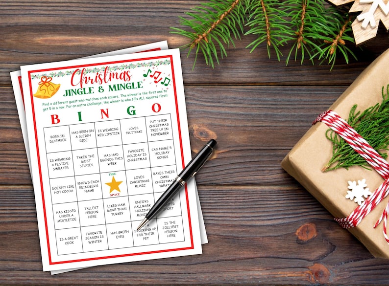 Jingle and Mingle Bingo, Find the Guest Christmas Mingle Bingo ...
