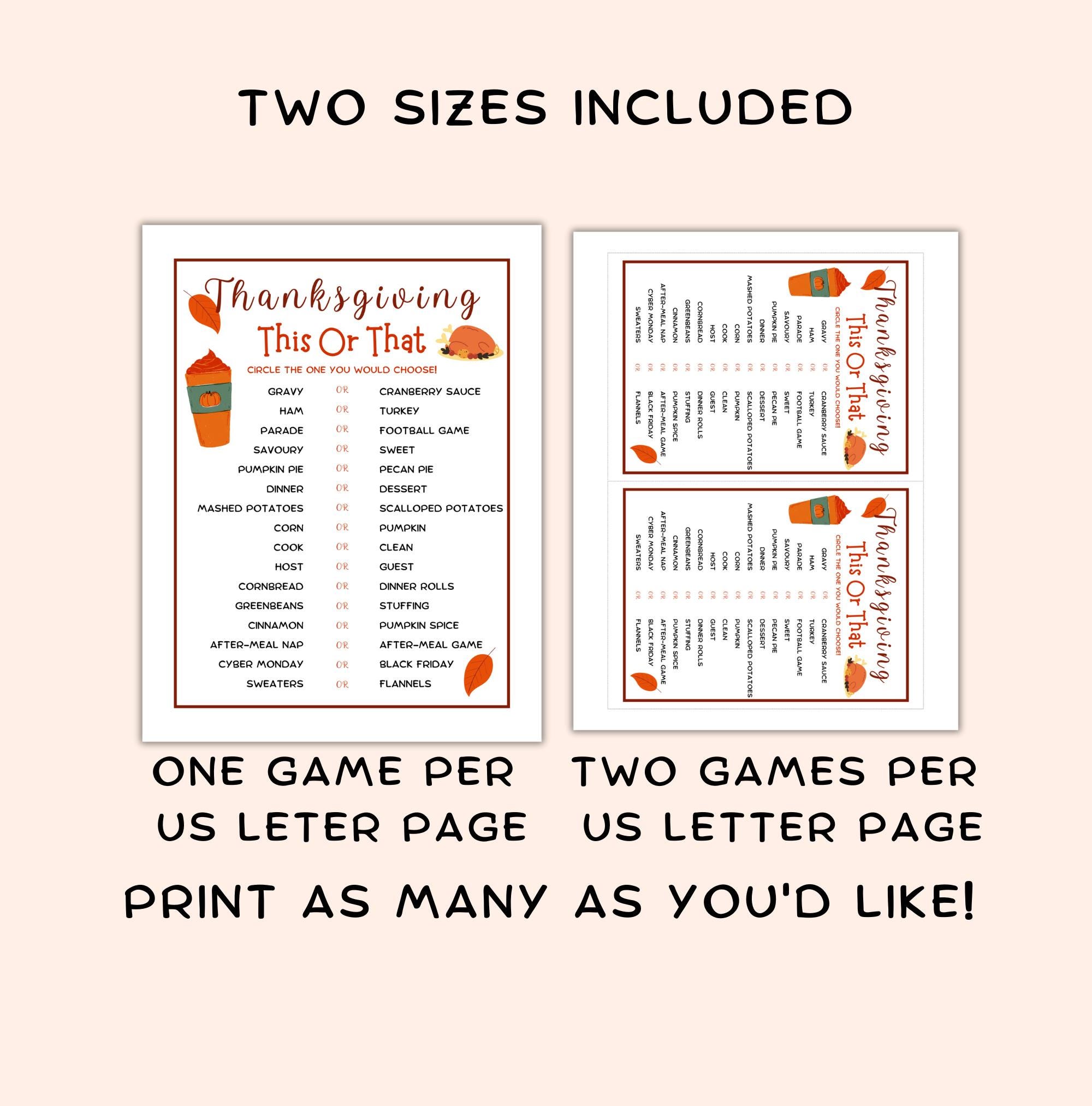 Thanksgiving This or That, Would You Rather Game, Friendsgiving Games ...