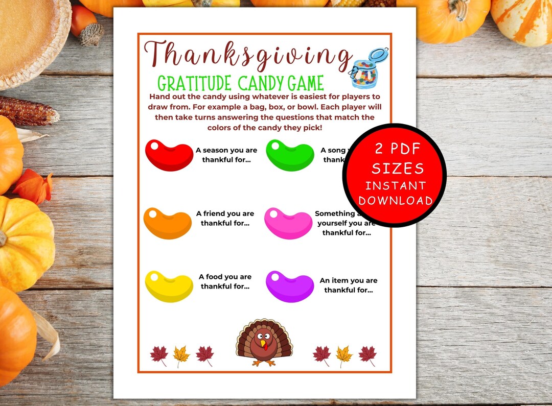 Thanksgiving Gratitude Game, Kids Table Activities, Gratitude Sheet ...