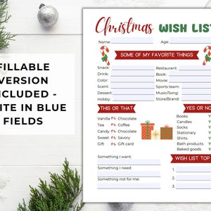 Christmas Wish List, Secret Santa Survey, Gift Questionnaire, Gift ...