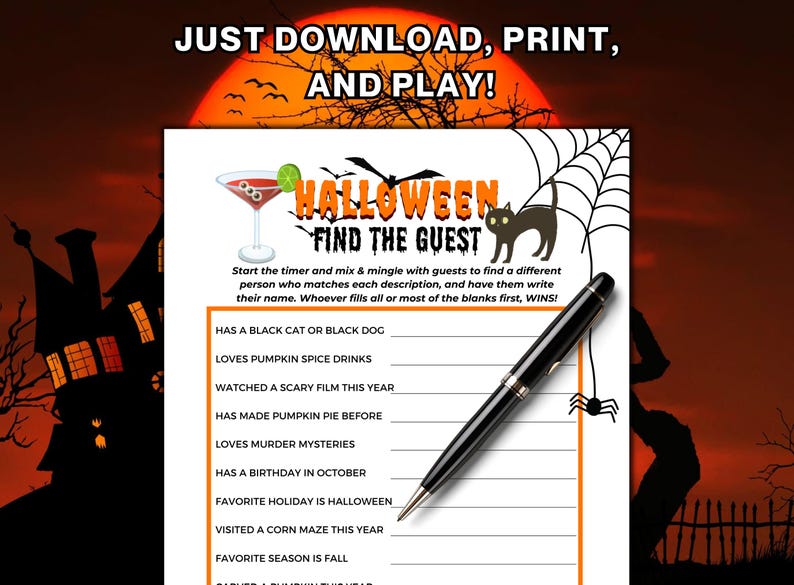 Halloween Find the Guest Printable Party Game, Fun Mix and Mingle ...