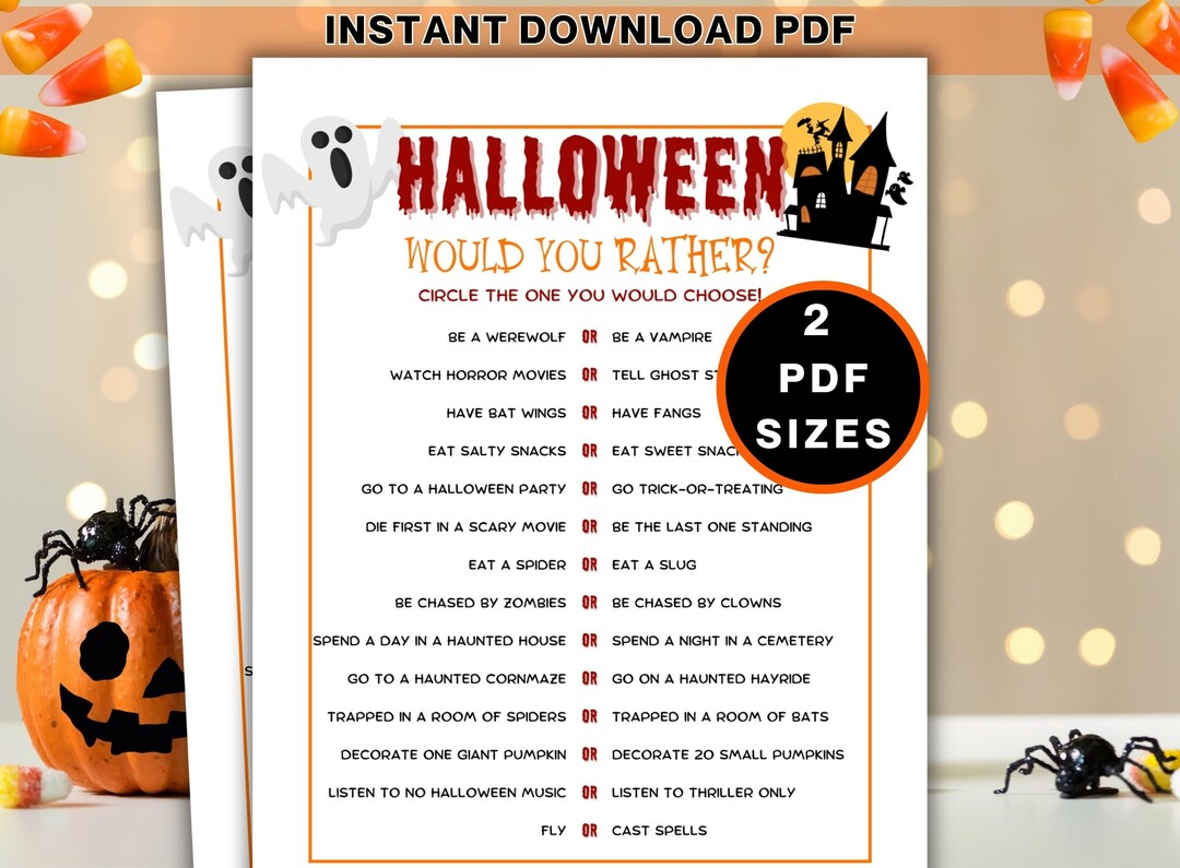 Halloween Would You Rather Printable Game, This or That Activity for a ...