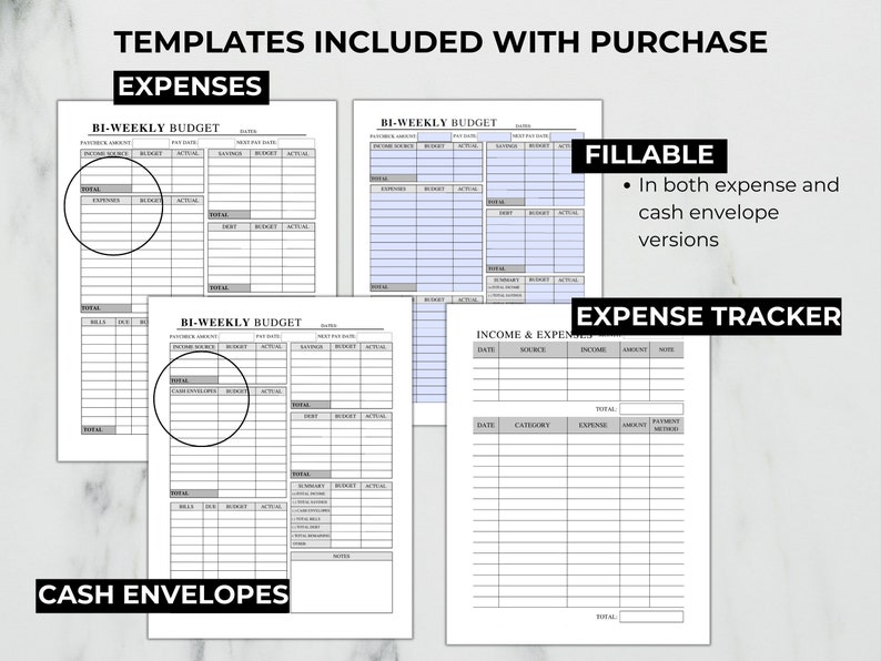 Biweekly Budget Tracker Fillable PDF, Budget Planner Printable, Debt ...