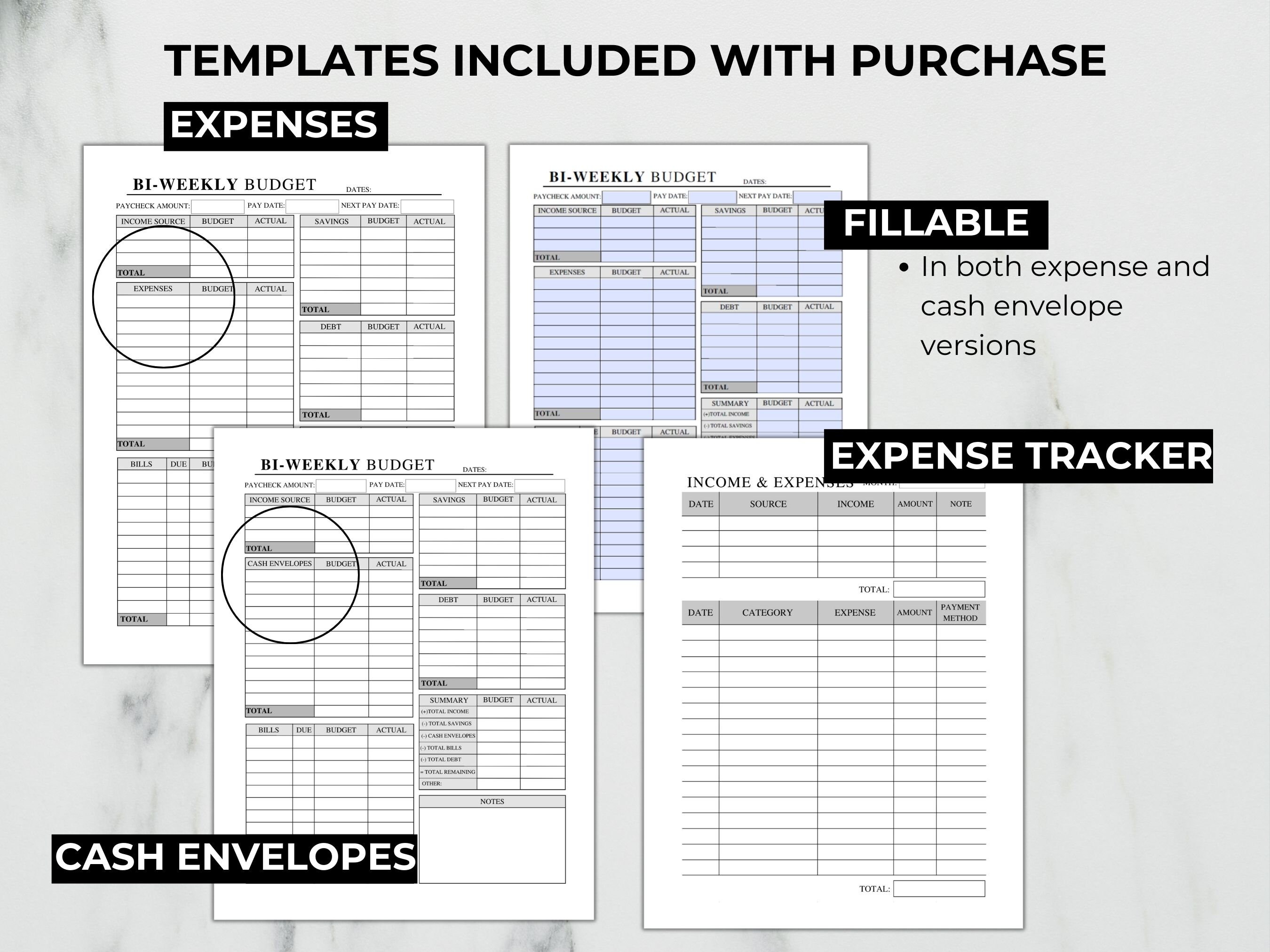 Biweekly Budget Tracker Fillable PDF, Budget Planner Printable, Debt ...