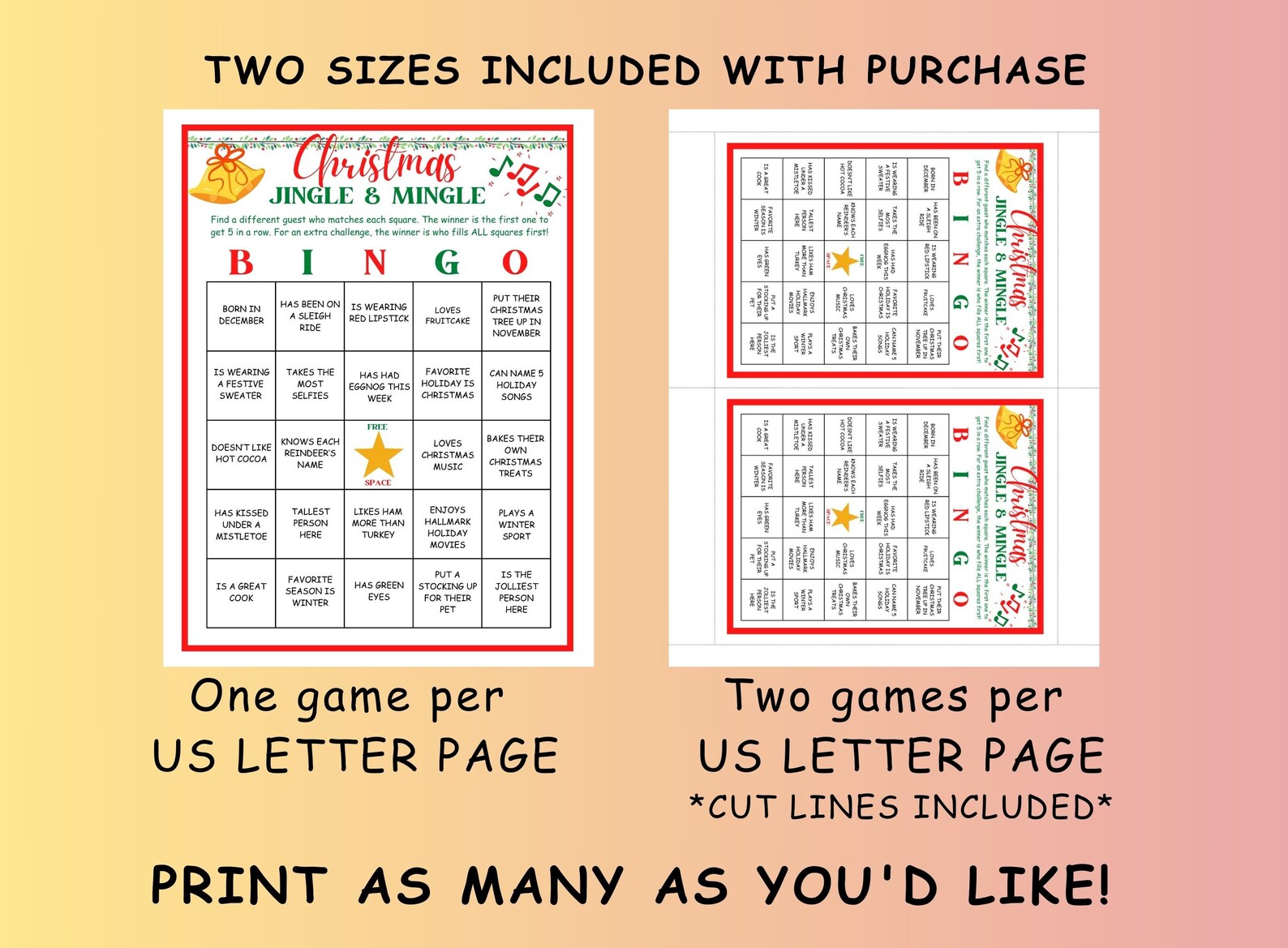 Jingle and Mingle Bingo, Find the Guest Christmas Mingle Bingo ...