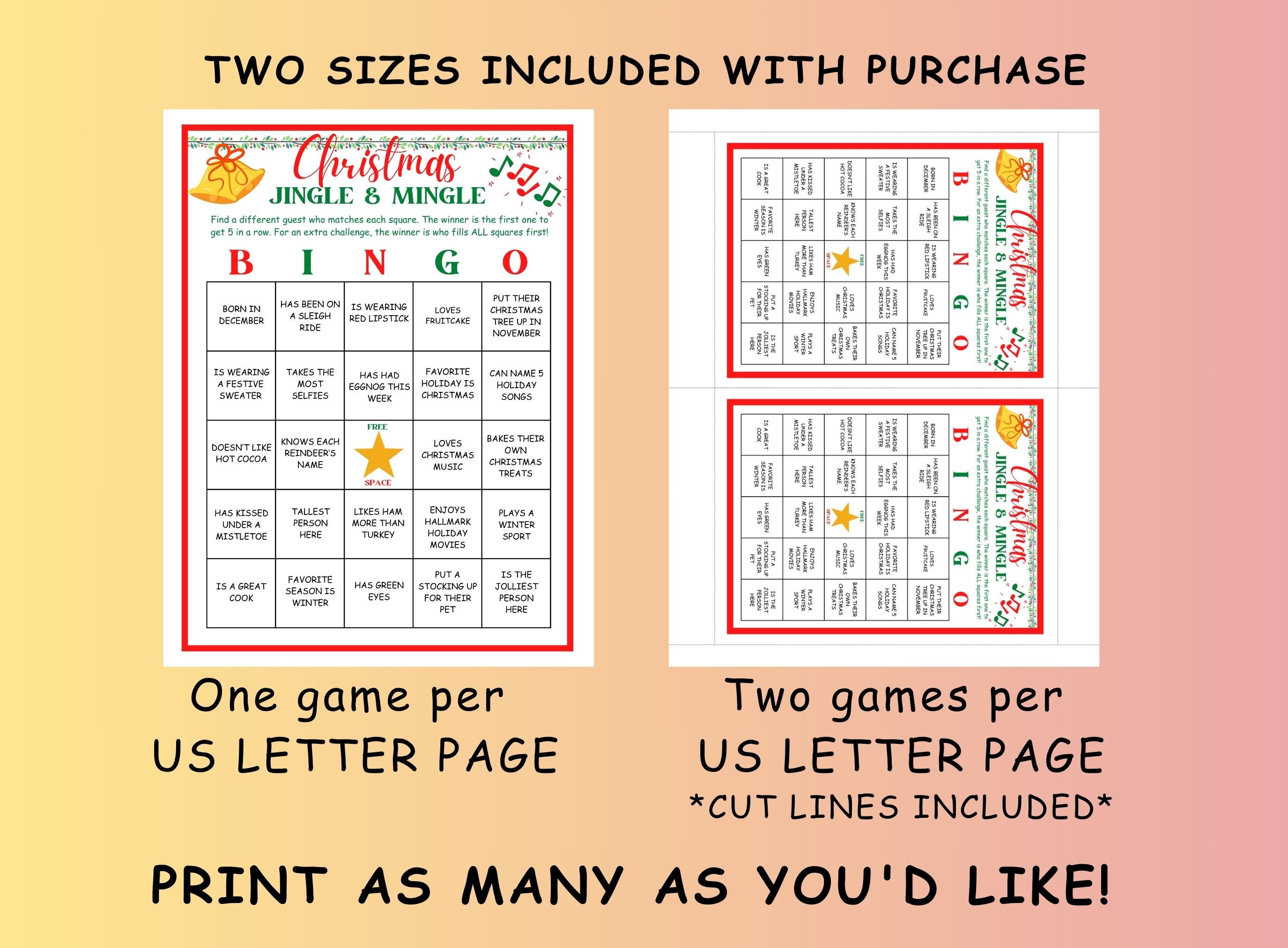 Jingle and Mingle Bingo, Find the Guest Christmas Mingle Bingo ...