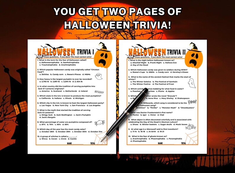 Halloween Trivia Printable Party Game, Halloween Party Games for Teens ...