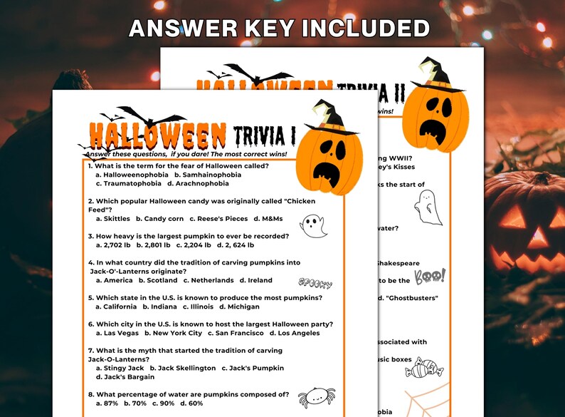 Halloween Trivia Printable Party Game, Halloween Party Games for Teens ...