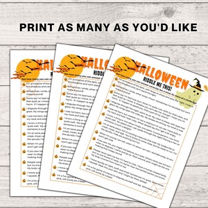 Halloween Riddle Me This Printable Game, Halloween Trivia Game, Fun ...