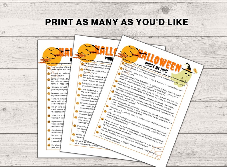Halloween Riddle Me This Printable Game, Halloween Trivia Game, Fun ...