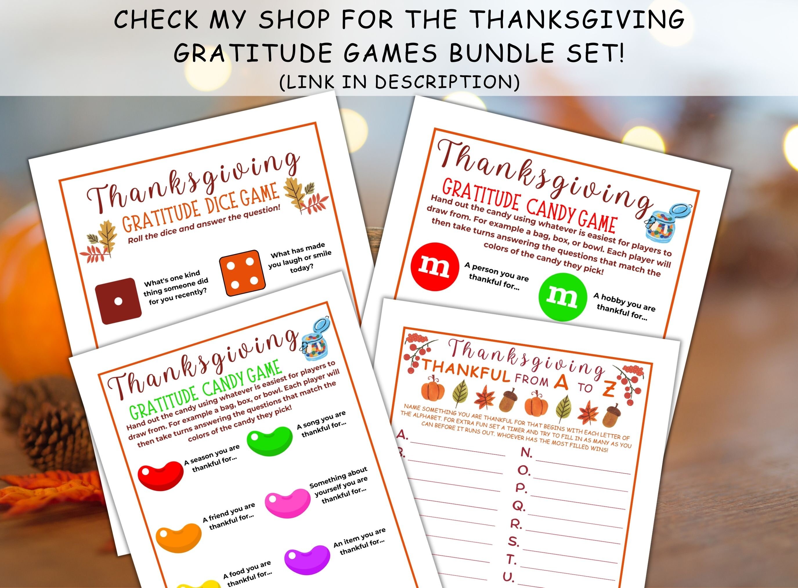 Thankful A to Z Thanksgiving Gratitude Game, I Am Thankful for ...