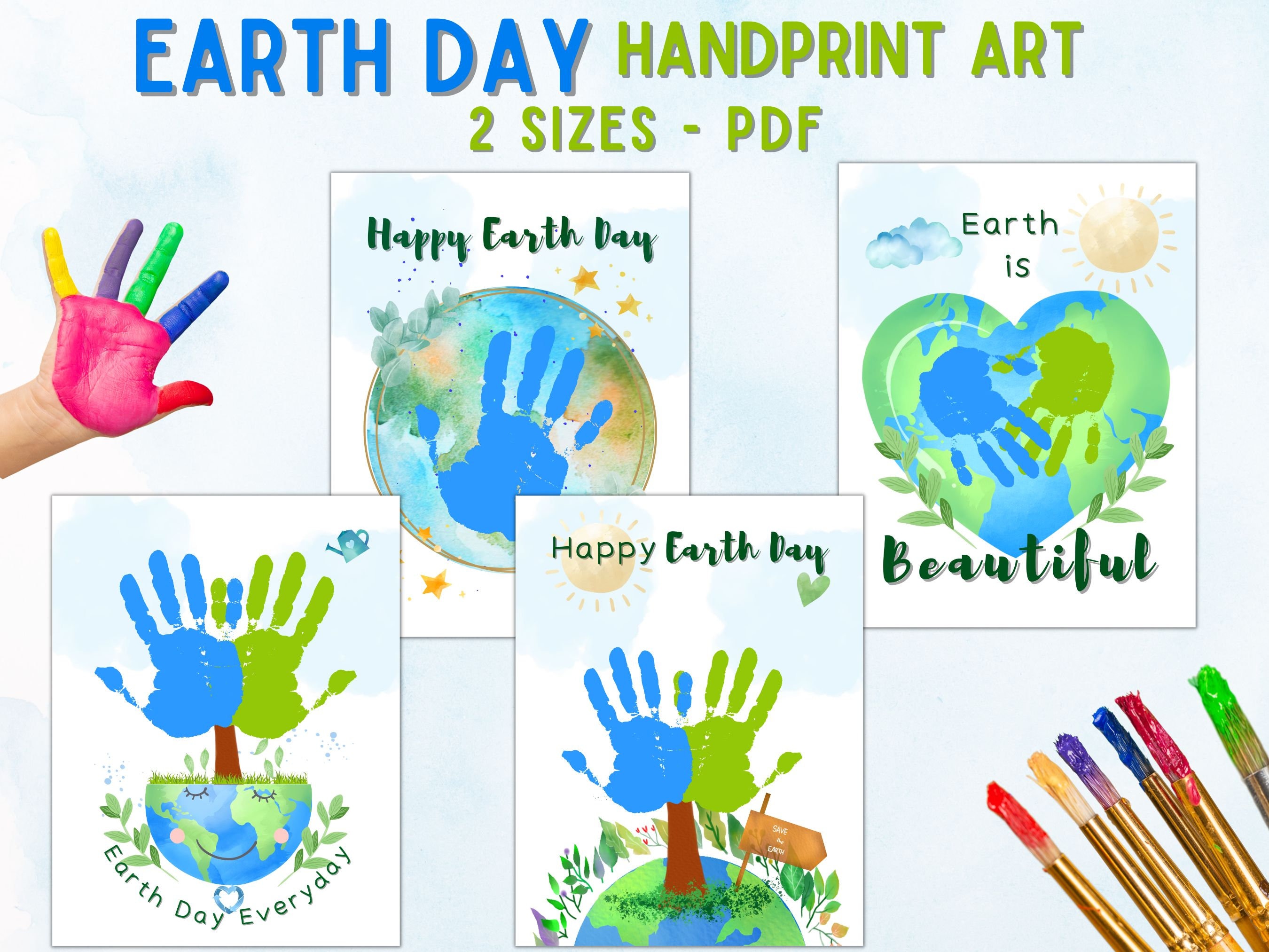Earth Day Handprint Art Craft, Earth Day Printable Activities ...