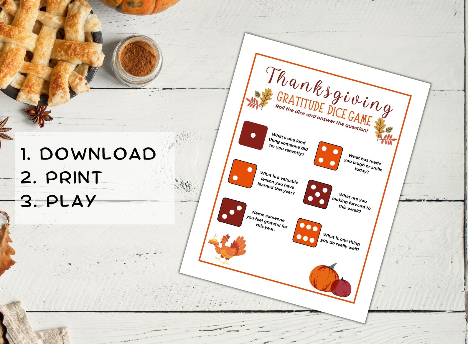 Thanksgiving Gratitude Dice Game, Thanksgiving Games Printable ...