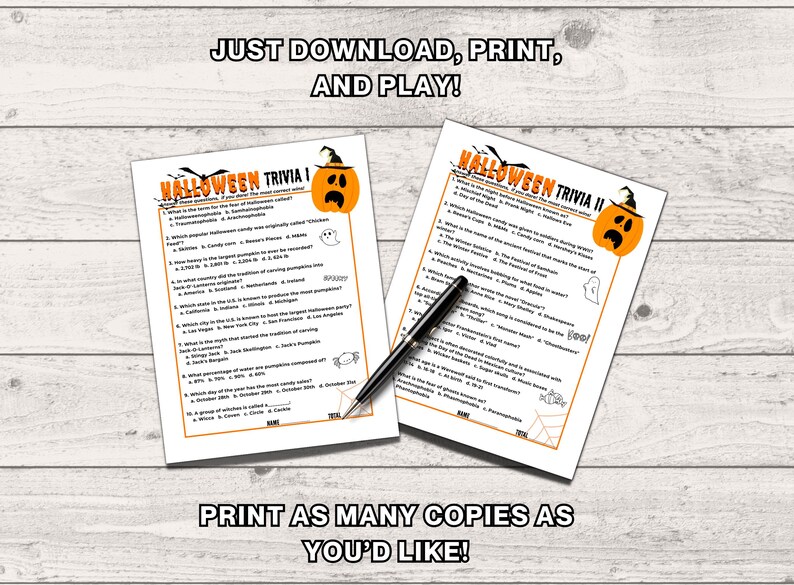 Halloween Trivia Printable Party Game, Halloween Party Games for Teens ...