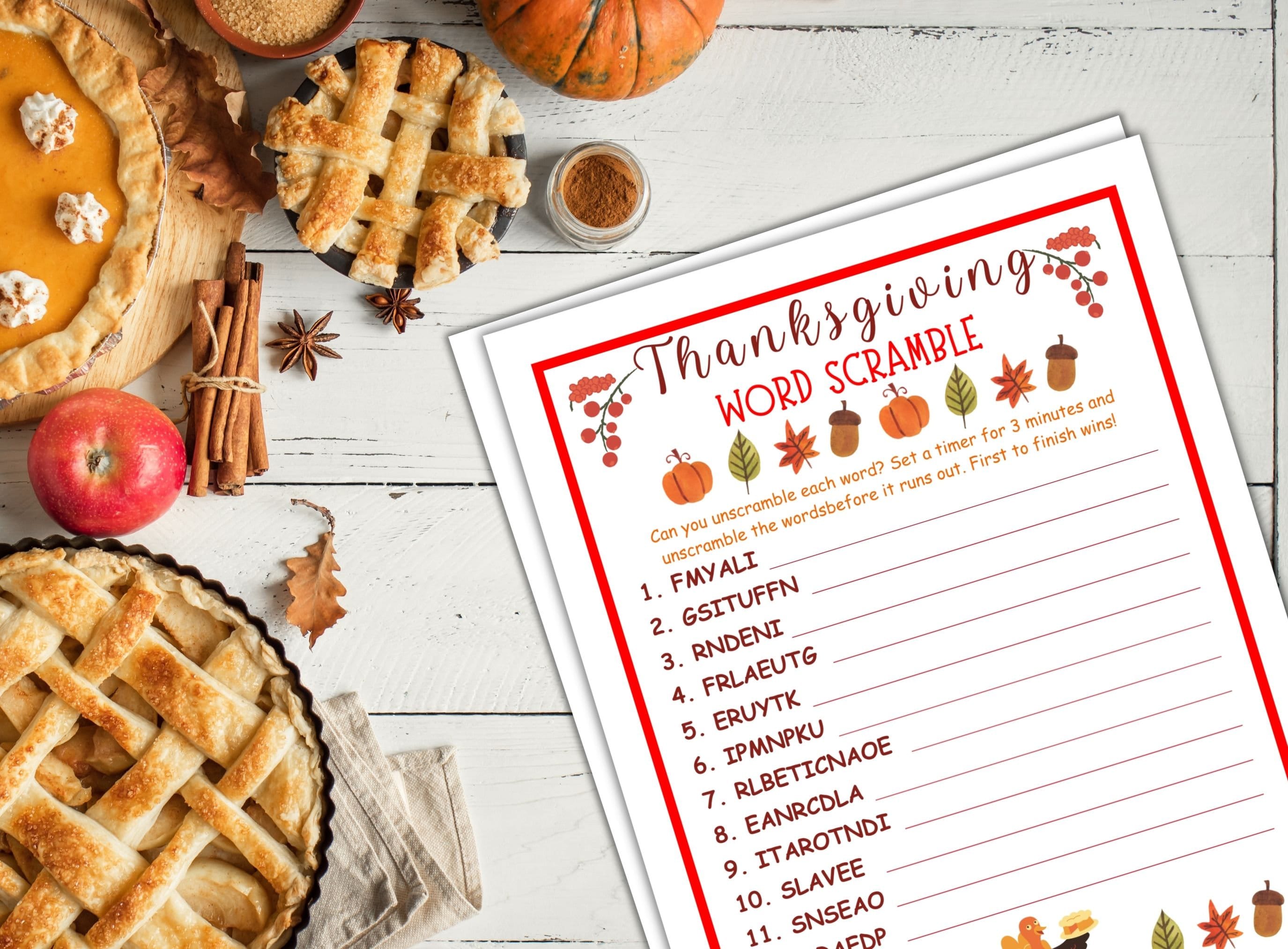 Thanksgiving Word Scramble, Thanksgiving Games Printable, Friendsgiving ...