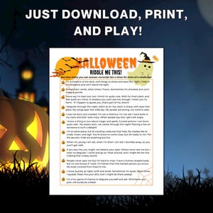 Halloween Riddle Me This Printable Game, Halloween Trivia Game, Fun ...