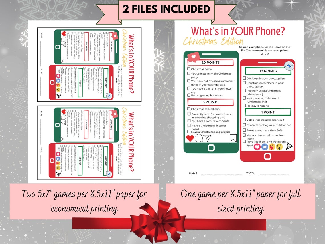 Christmas Whats in Your Phone Game, Printable Party Games, Christmas ...
