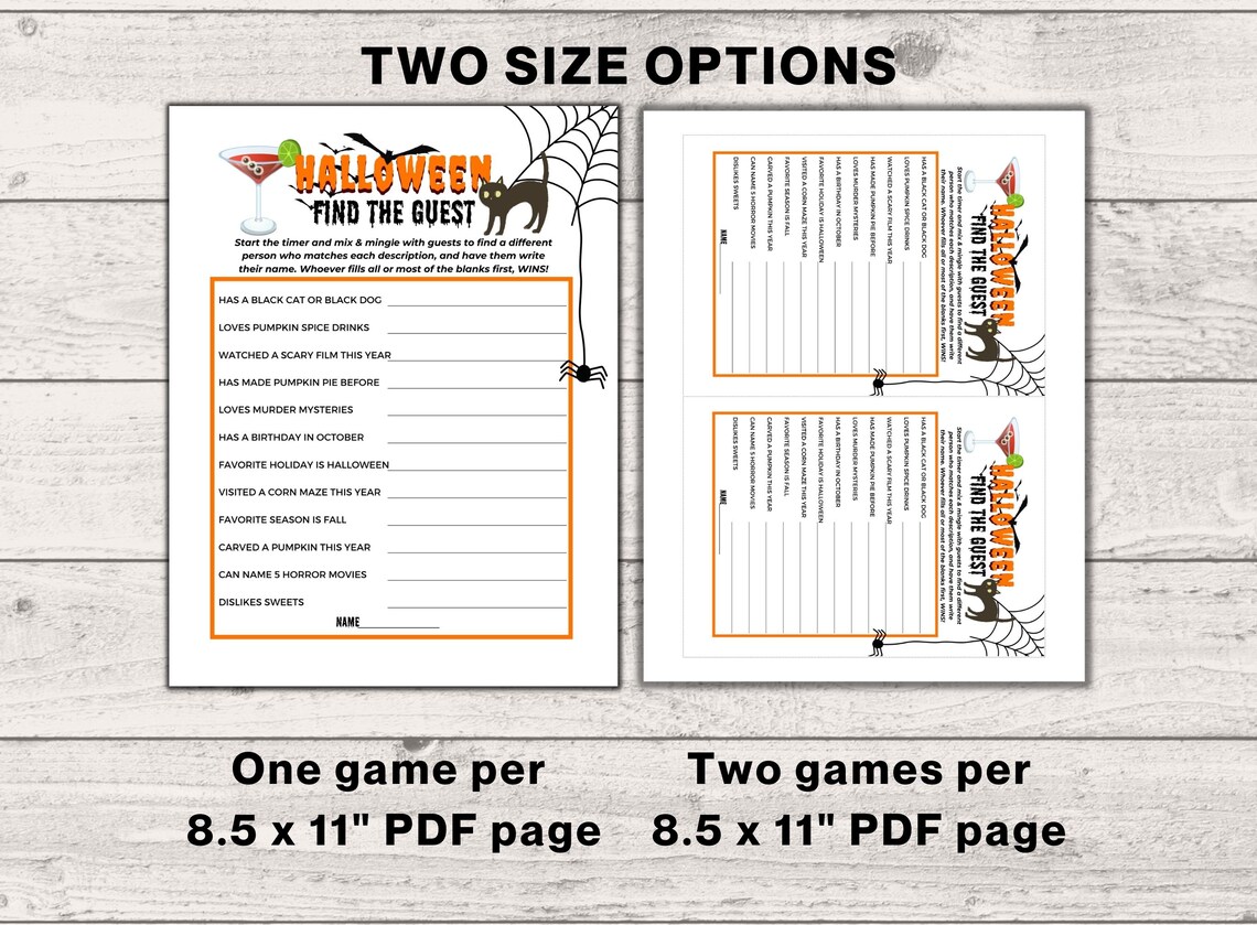 Halloween Find the Guest Printable Party Game, Fun Mix and Mingle ...
