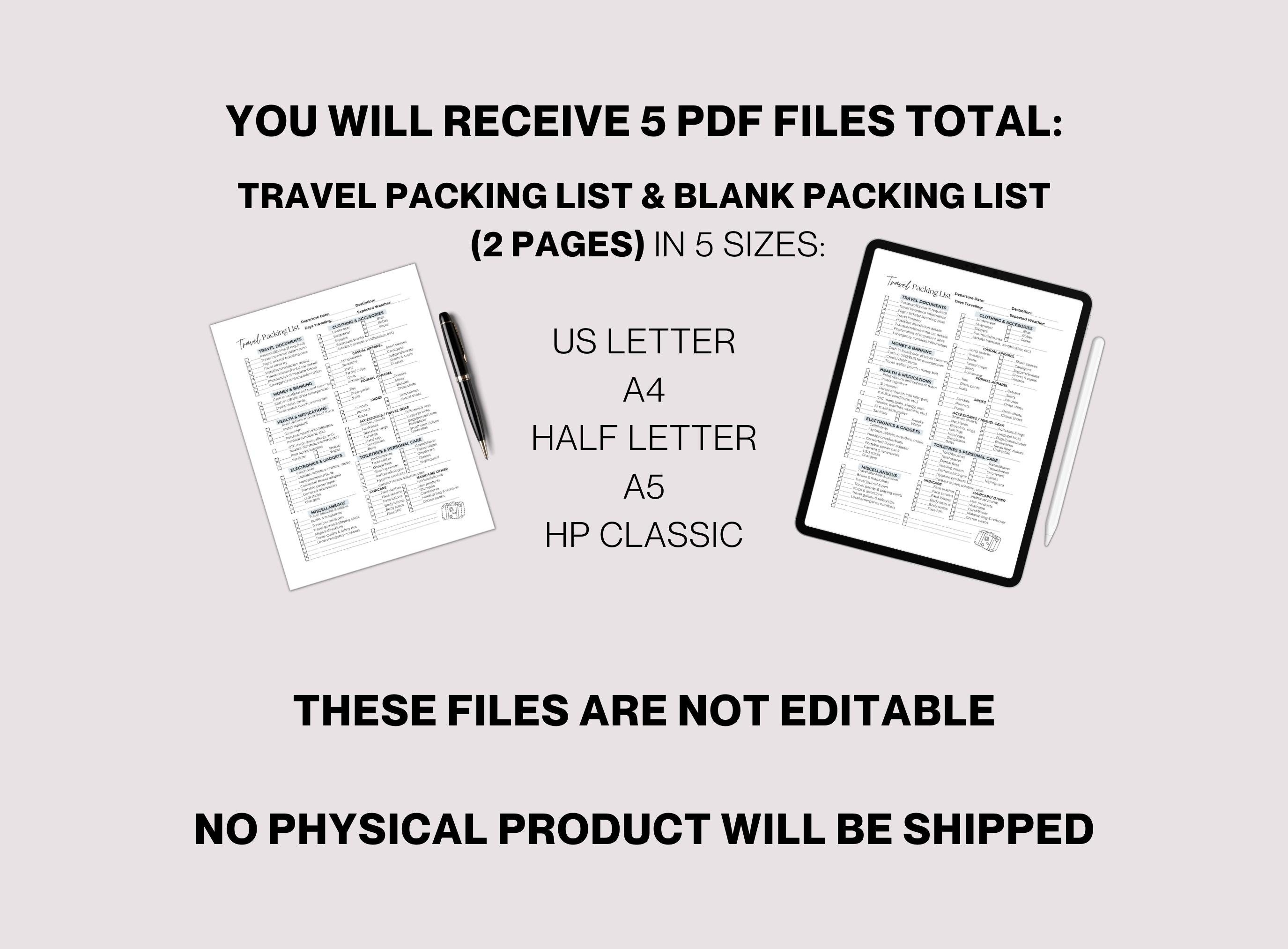 Travel Essentials Packing List, Vacation Checklist, Packing List ...