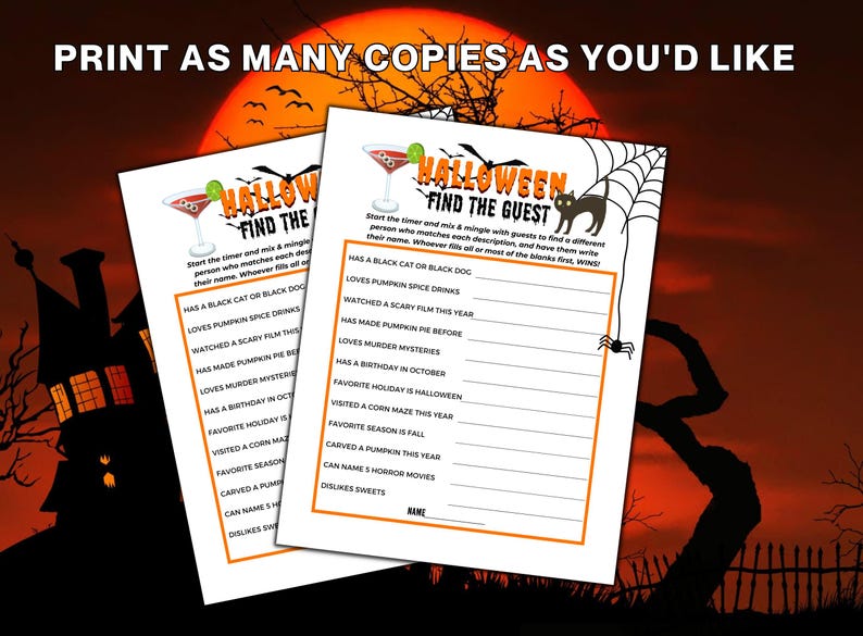 Halloween Find the Guest Printable Party Game, Fun Mix and Mingle ...