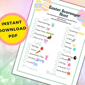 Easter Scavenger Hunt for Kids, Indoor Easter Treasure Hunt, Printable ...
