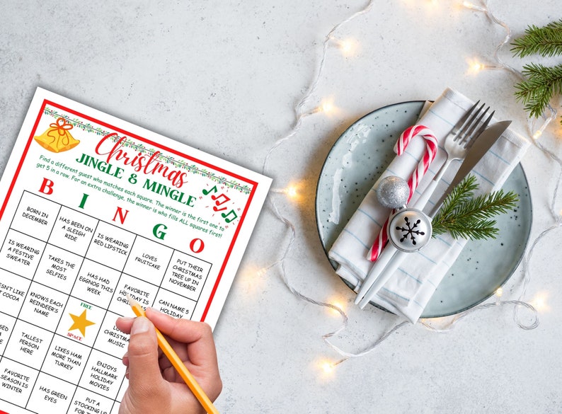 Jingle and Mingle Bingo, Find the Guest Christmas Mingle Bingo ...